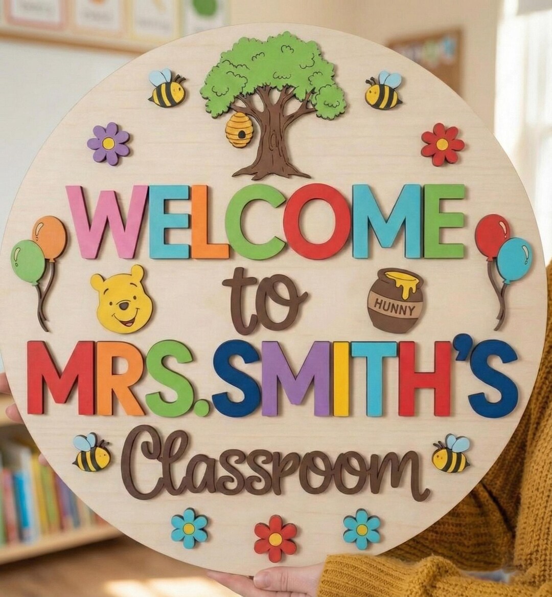 Custom Welcome Classroom Door Sign, Disney Teacher Sign, Teacher ...