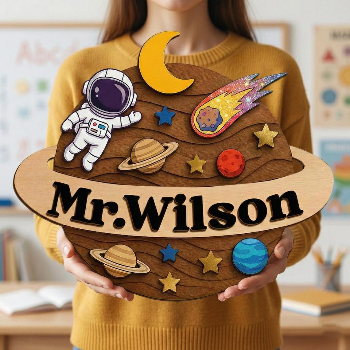 Custom Space Teacher Sign, Science Teacher Sign, Teacher Name Door Sign ...