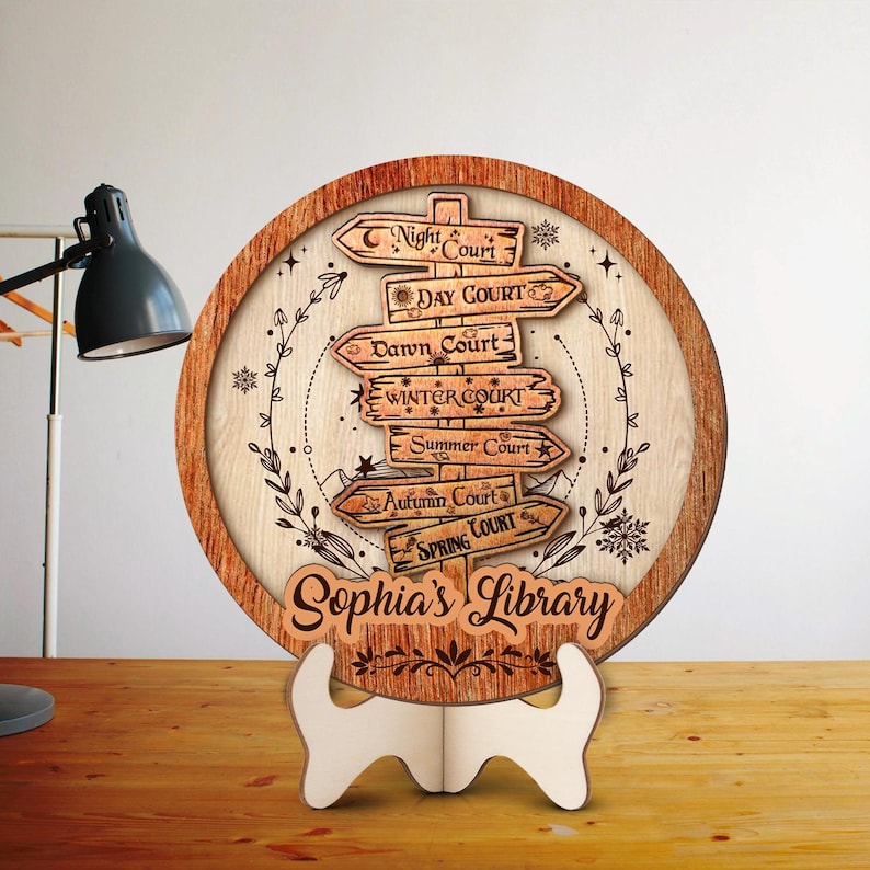 Custom Acotar Bookshelf Decor, Wooden Signpost Acotar Decor, Spring ...
