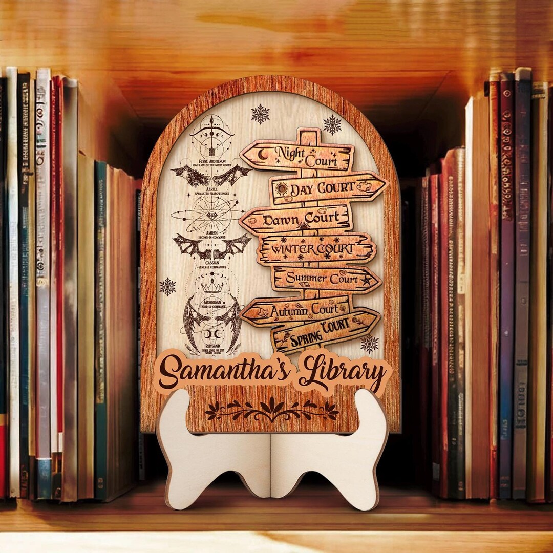 Personalized Book Sign, ACOTAR Inspired Wooden Book Decor, Night Court ...