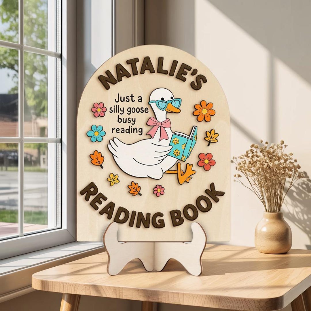 Custom Goose Reading Sign, Personalized Silly Goose Library Sign ...