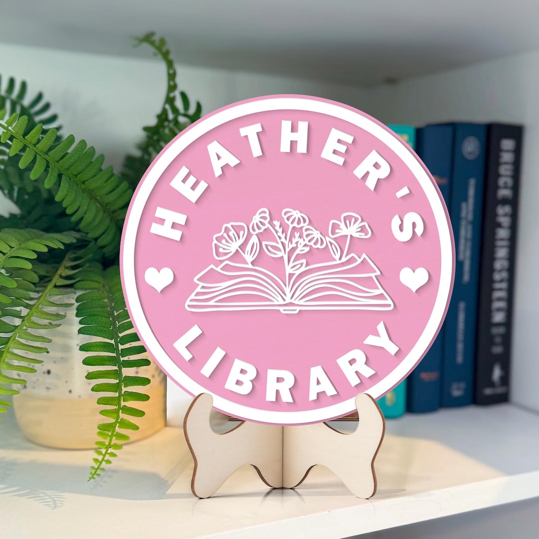 Custom Library Wooden 2 Layered Sign, Book Shelf Decor, Bookish Sign ...