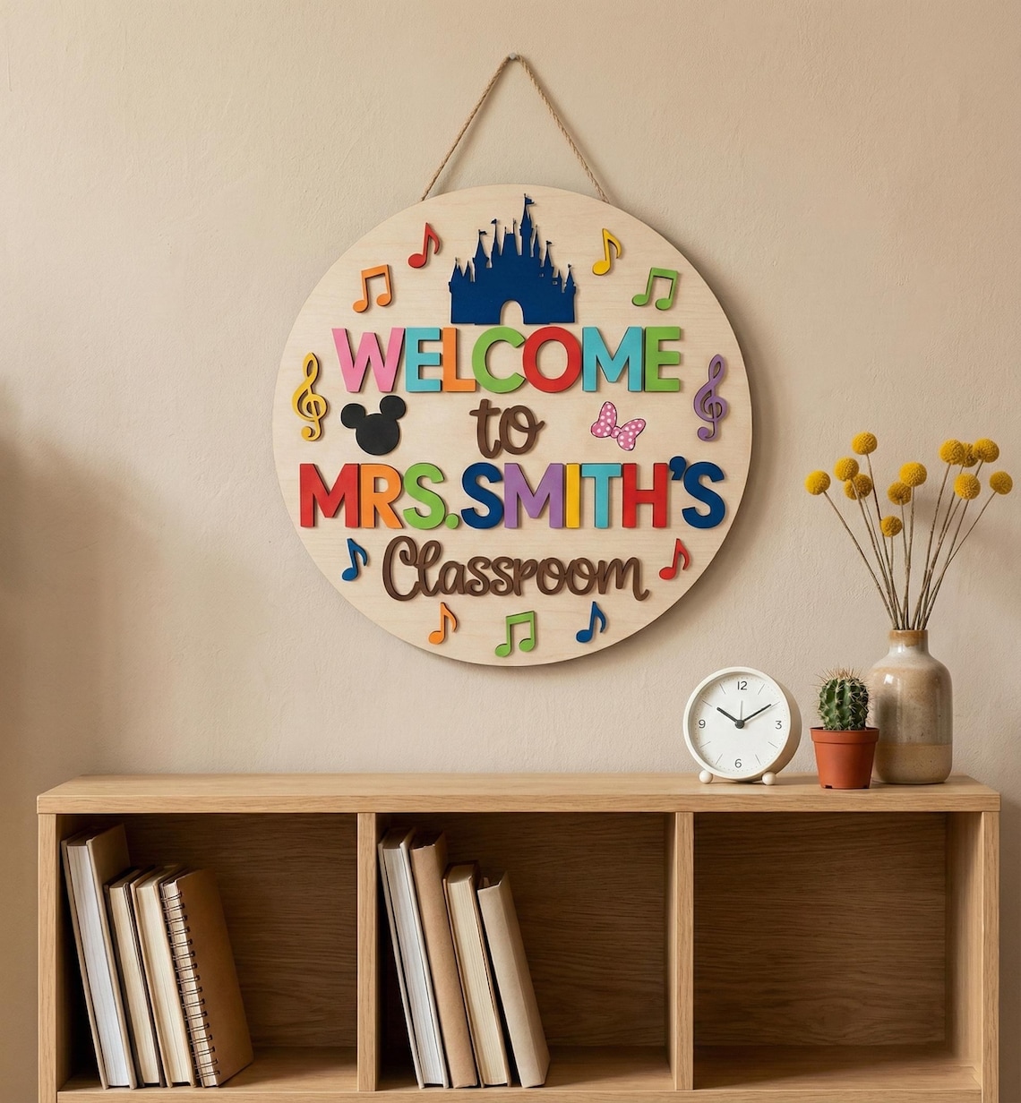 Custom Welcome Classroom Door Sign, Music Teacher Sign, Disney Teacher ...