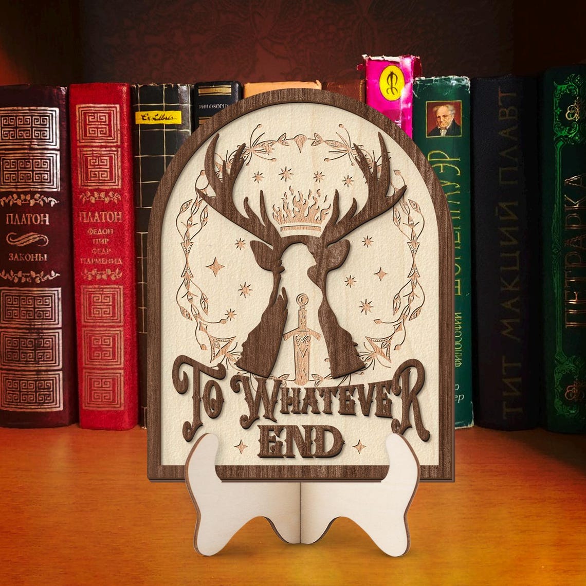 To Whatever End Book Sign, Wooden Shelf Decor for Book Lovers, Fantasy ...