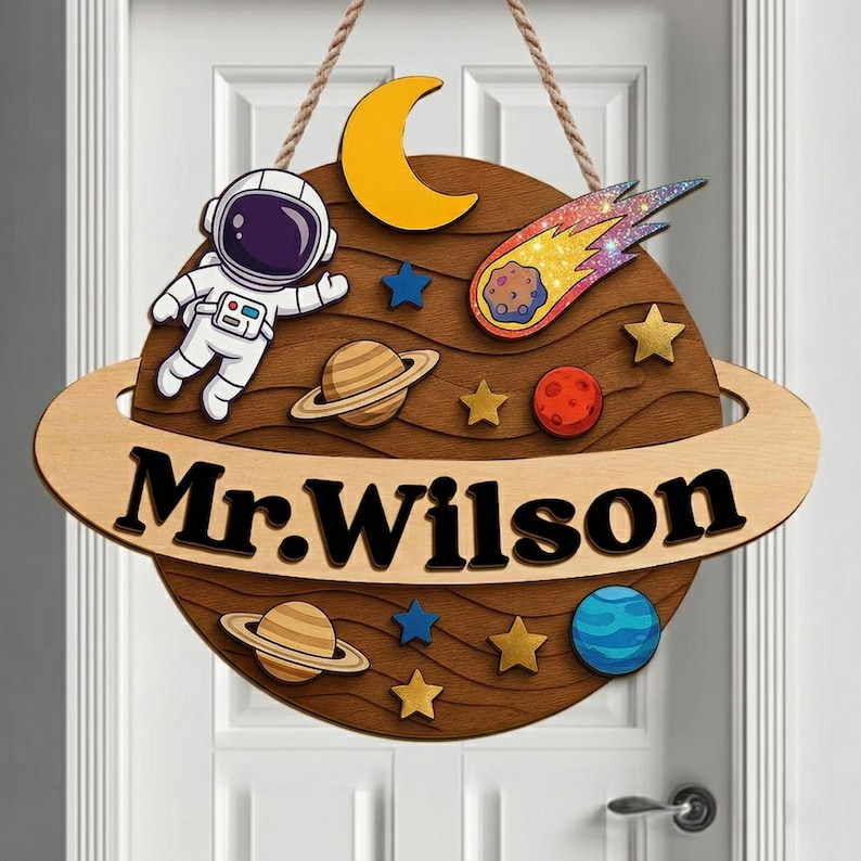Custom Space Teacher Sign, Science Teacher Sign, Teacher Name Door Sign ...