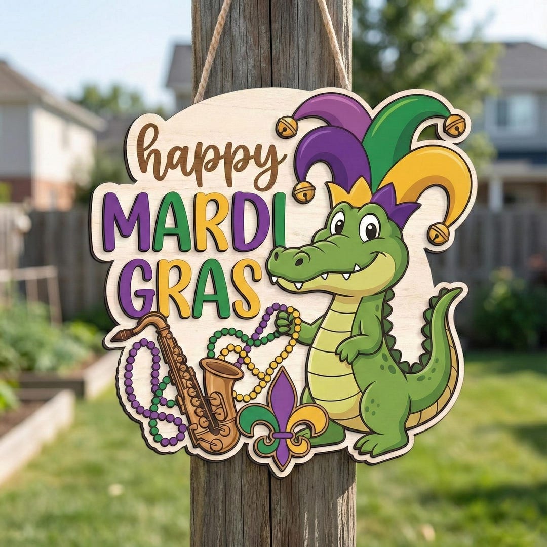 Mardi Gras Signs, Mardi Gras Alligator, Mardi Gras Welcome Sign, Happy ...
