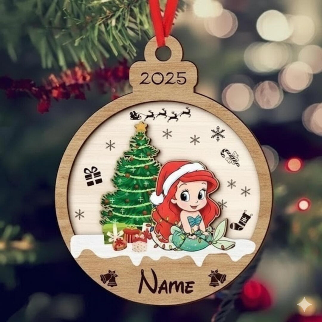 Ariel Christmas Ornament, Disneyland Name Ornament, Kids Mermaid ...