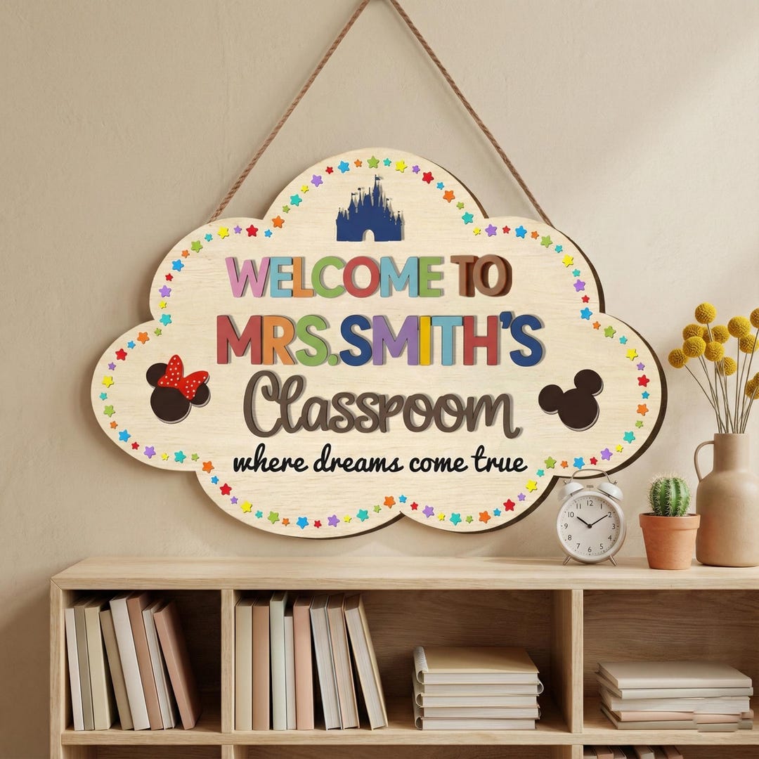 Custom Welcome Classroom Door Sign, Disney Teacher Sign, WDW Teacher ...