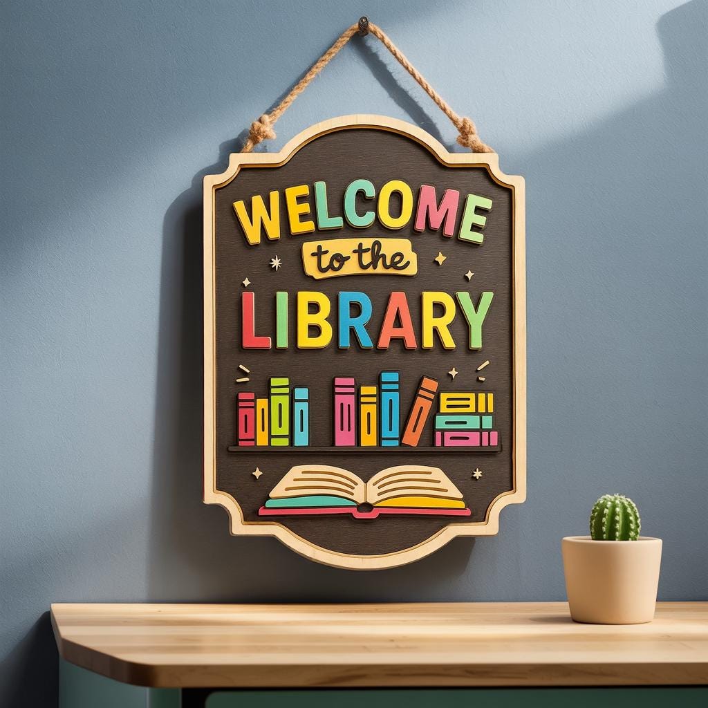 Welcome to the Library School Sign, School Library Sign, Back to School ...