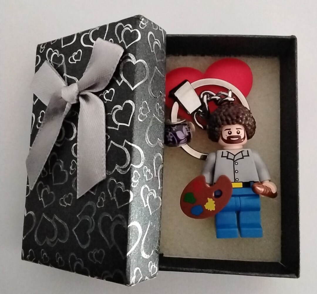 Bob Ross Painter Keychain & Present Box Custom Handmade Keychain - Etsy