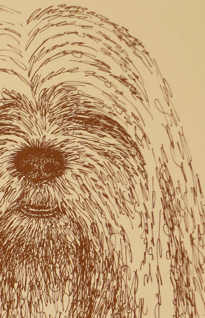 Lhasa Apso Dog Art Portrait Drawing From Words. Your Dog's Name Added ...