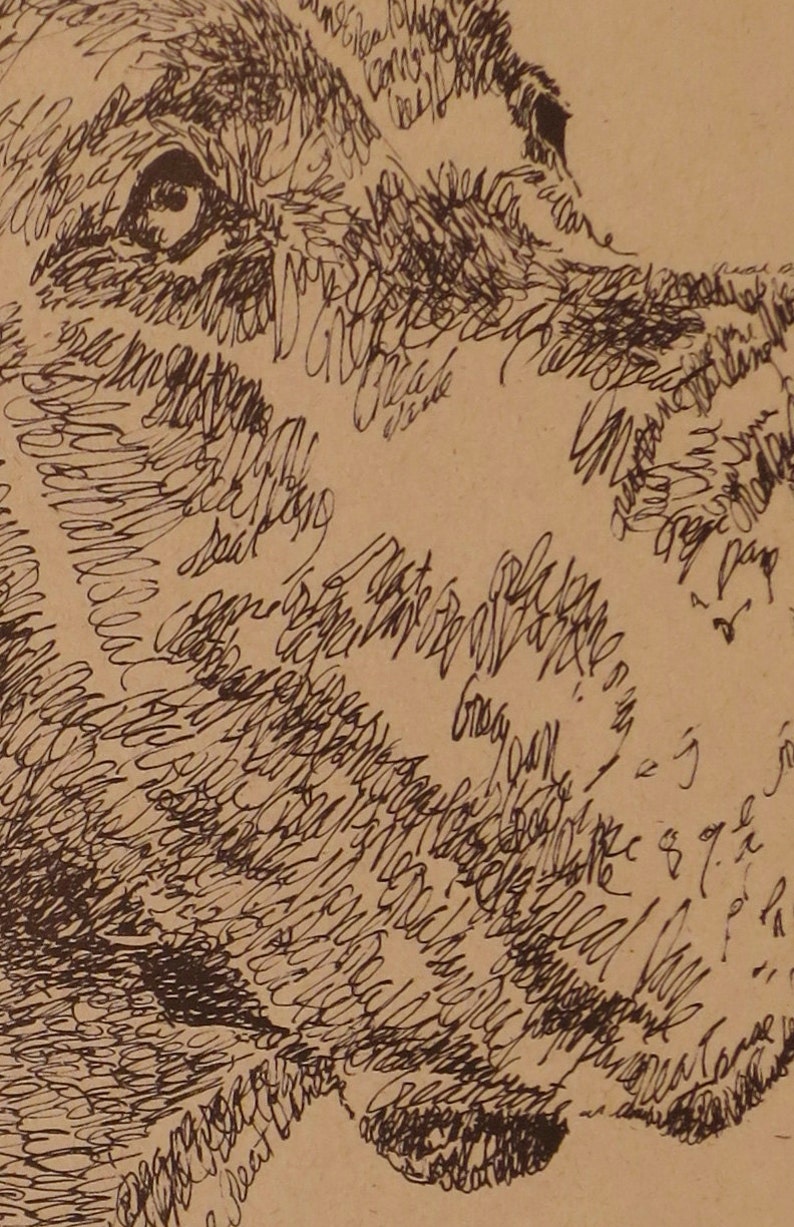 Great Dane - Artist Kline Draws Dog Art Using Only Words. Signed 11x17 ...