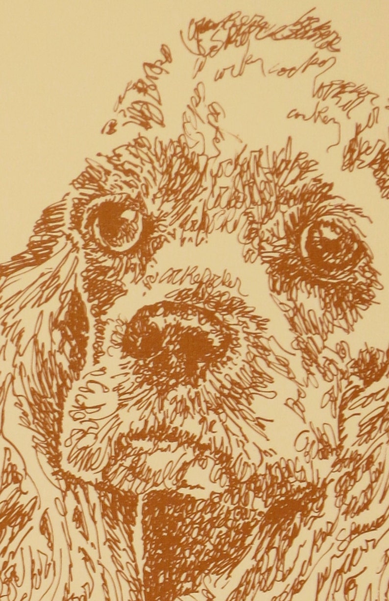 Cocker Spaniel Dog Art Portrait Drawing From Words. Your Dog's Name ...