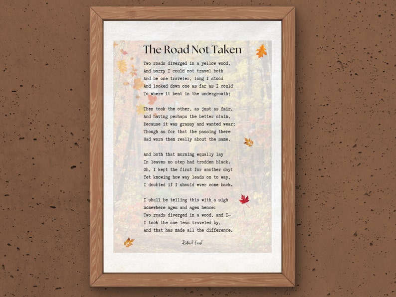 The Road Not Taken | Robert Frost | Fall Decor | Printable | Wall Art ...