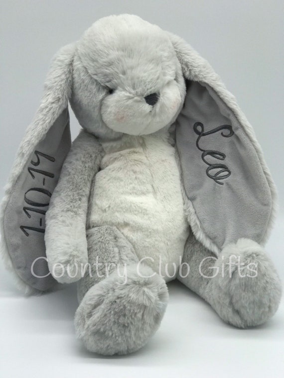 BOTH EARS Personalized bunny baby shower gift stuffed bunny Easter Basket baby boy baby girl gift embroidered bunny Sweet Nibble