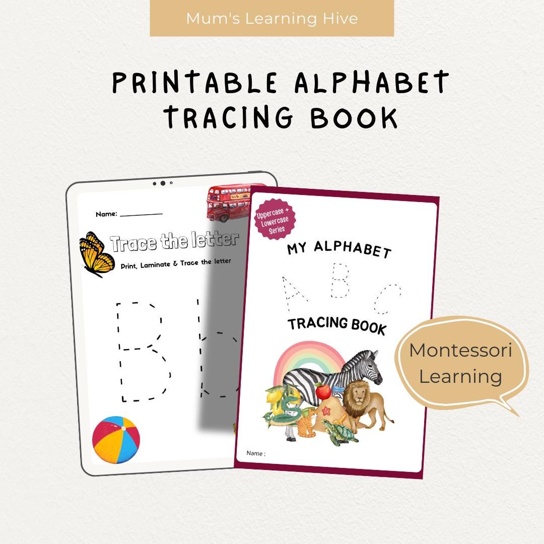 Montessori Alphabet Tracing Book: Printable Upper & Lower Case Letters ...