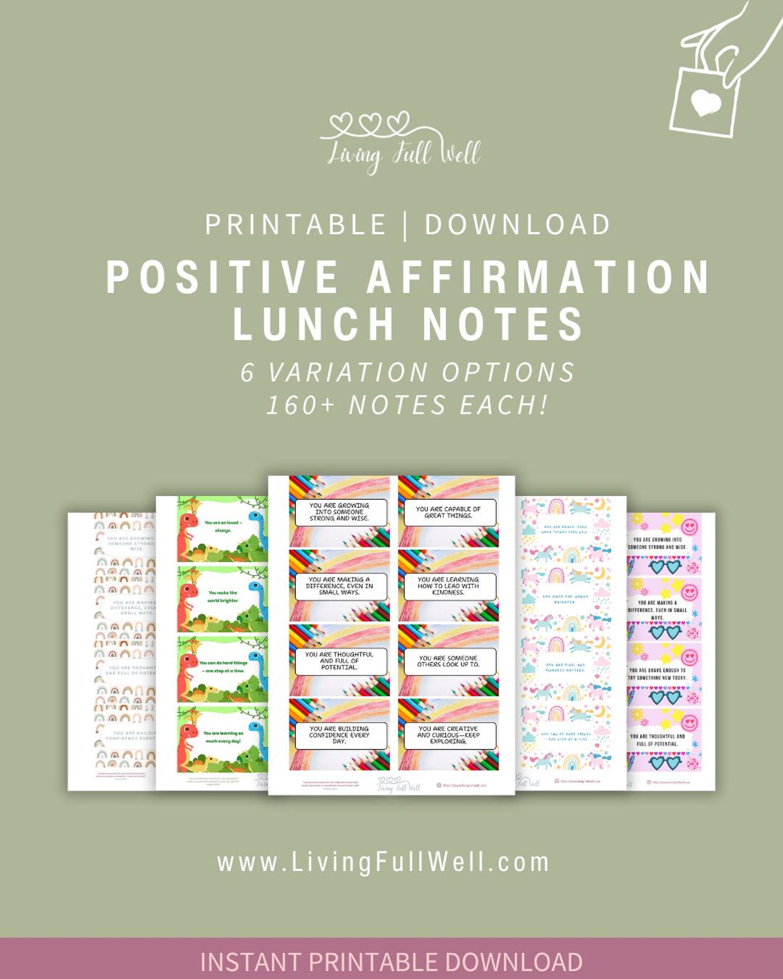 Lunchbox Affirmation Cards for Kids | Unicorn & Rainbow Edition K-3 ...