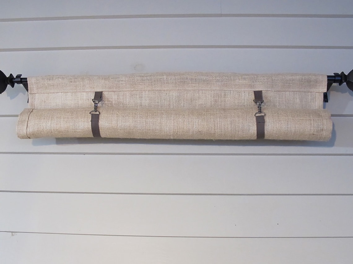 Roll up Fabric Window Shade, Custom Widths, Natural BURLAP Swedish ...