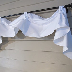 VICTORY Swag Valance for Exposed Rod, Width Options, Pure WHITE Cotton ...