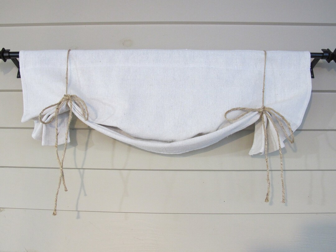 Simple Rustic Tie up Valance Made From DROP Cloth Fabric, Custom Widths ...