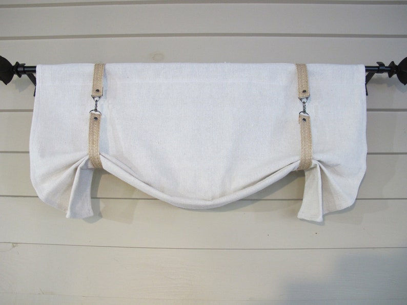 DROP Cloth Valance With Jute Braid Straps, Custom Widths Small Window ...