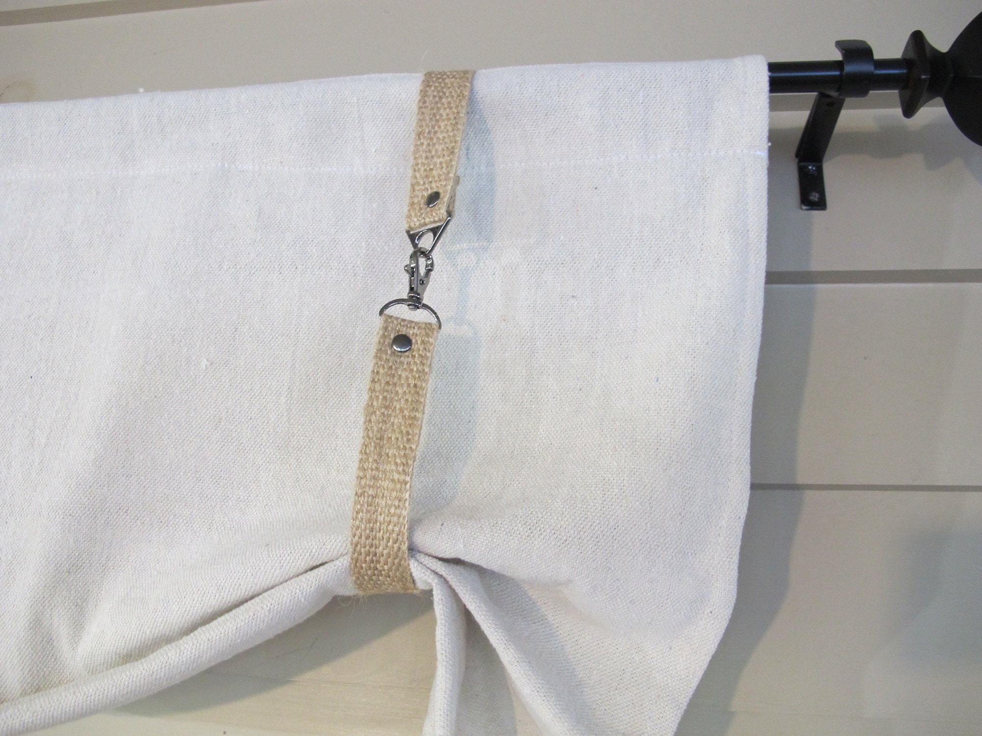 DROP Cloth Valance With Jute Braid Straps, Custom Widths Small Window ...