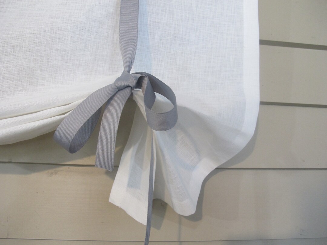 Tie up Privacy Fabric Window Curtain, Custom Widths, Linen-look Semi ...