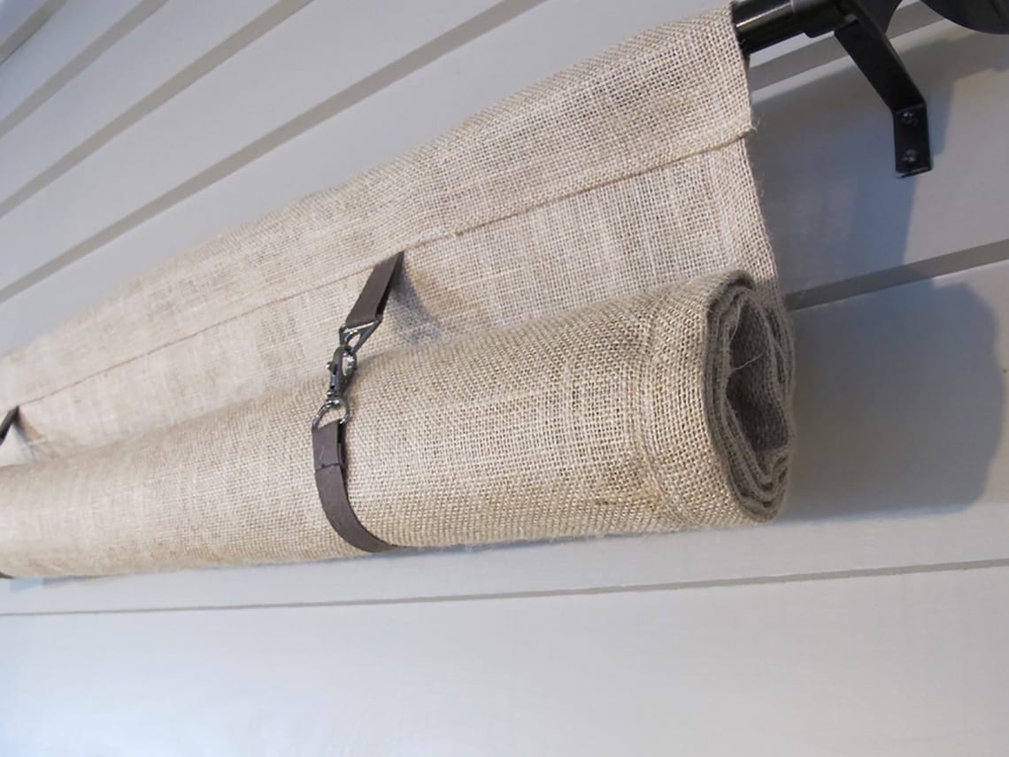 Roll up Fabric Window Shade, Custom Widths, Natural BURLAP Swedish ...
