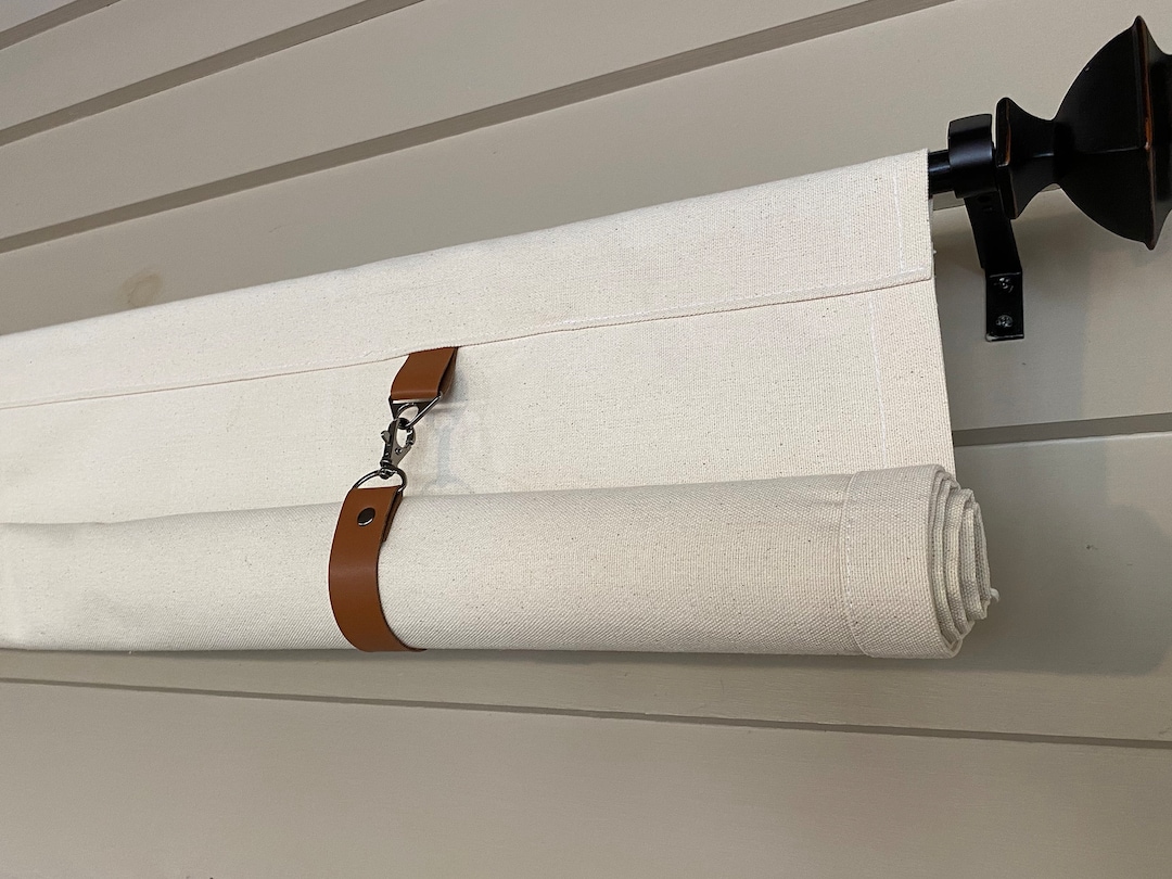 Roll up Swedish Blind Curtain, Custom Widths, Natural Canvas With Faux ...
