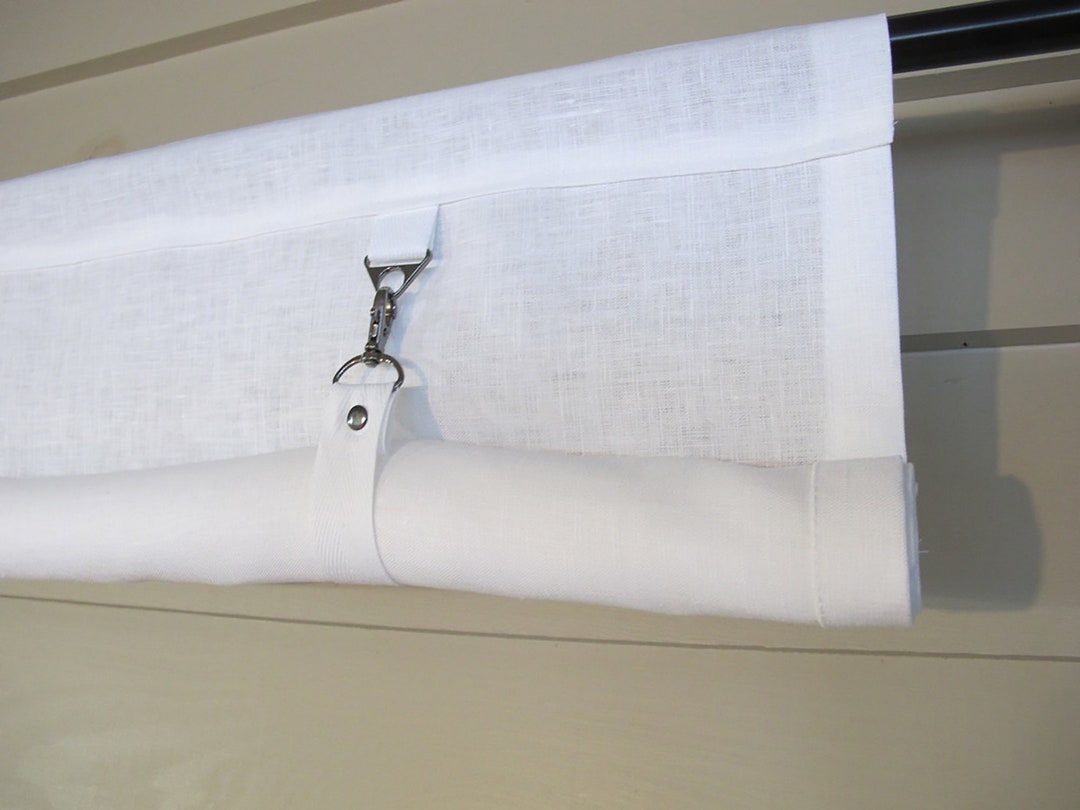 White Linen Swedish Roll up Blind, Custom Widths 48L or Shorter - Etsy
