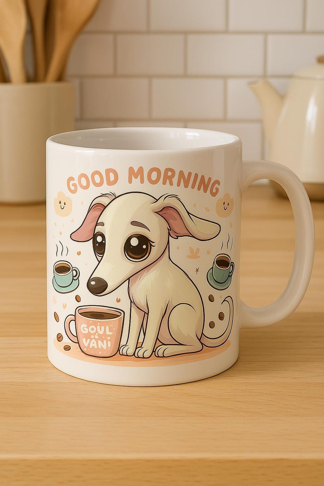 Whippet Sticker Wrap: Good Morning Coffee Design for 16oz Glass Jar - Etsy