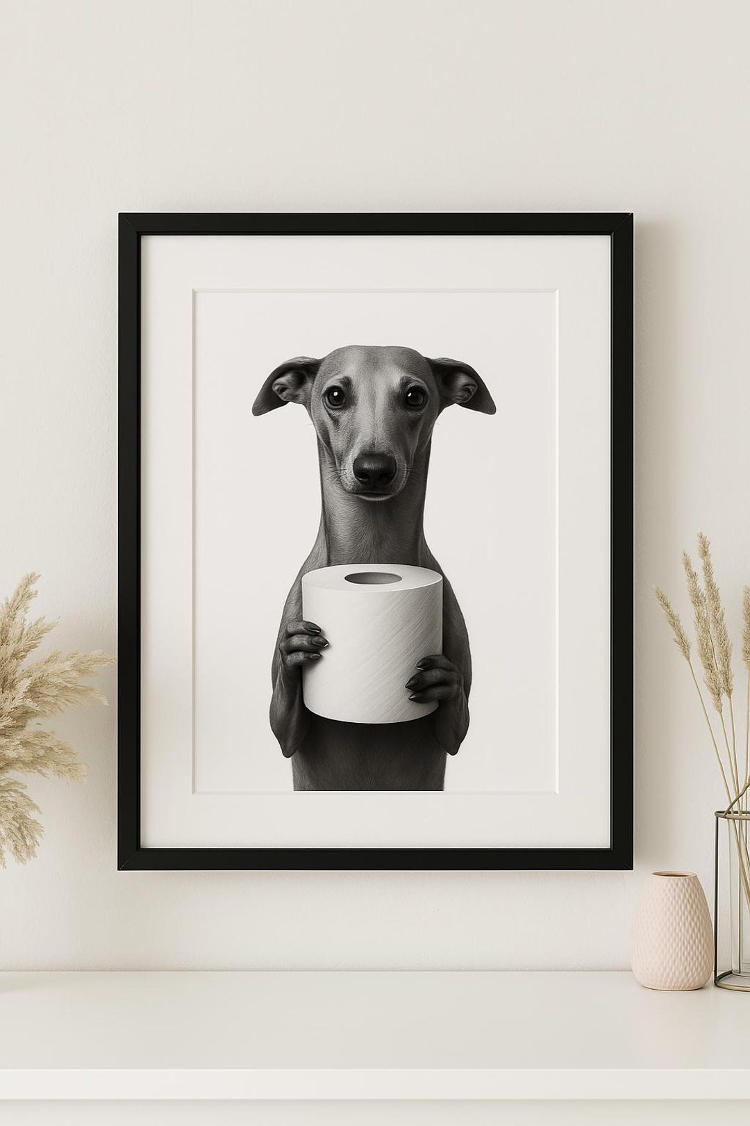 Funny Whippet Bathroom Digital Print: Greyhound Toilet Paper Art ...