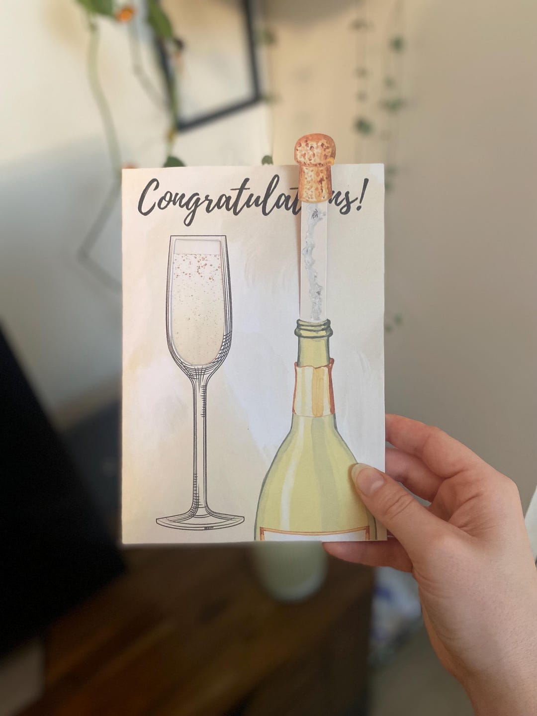 Congratulations Pop-up Greeting Card – Interactive Champagne Cork Fills ...