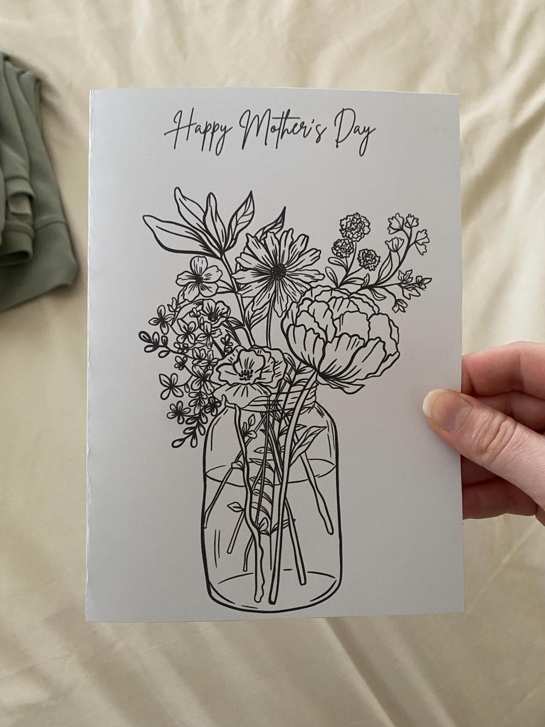 Mother’s Day Color-in Card – DIY Floral Vase Design for Kids – Fun ...