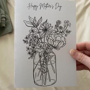 Mother’s Day Color-in Card – DIY Floral Vase Design for Kids – Fun ...