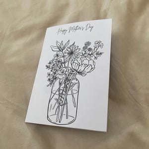 Mother’s Day Color-in Card – DIY Floral Vase Design for Kids – Fun ...
