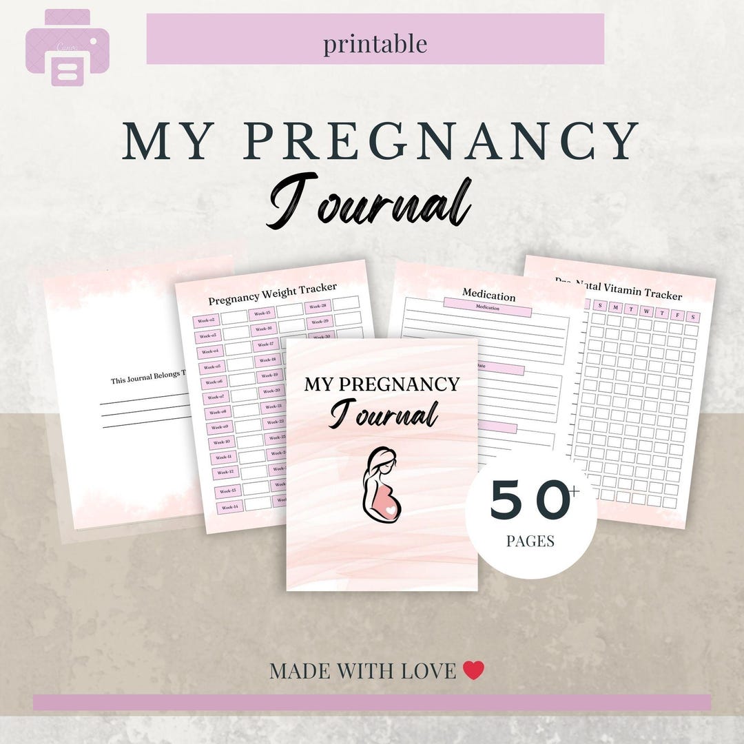 My Pregnancy Journal Diary Tracker Guide Prenatal Wellness Notebook ...