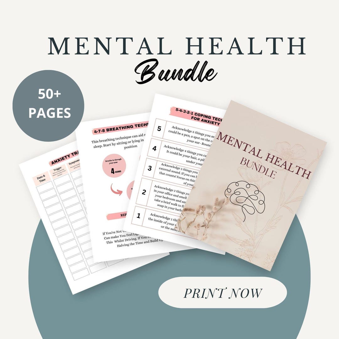 Mental Health Bundle Wellness Resource Kit Self Care Package Emotional ...