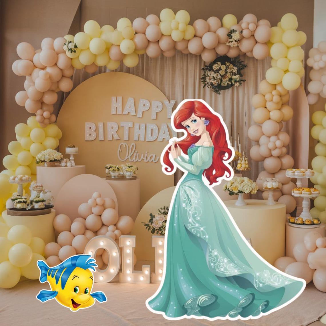Pop-up Banner Ariel the Little Mermaid Stand Event Decorator Party Kit ...
