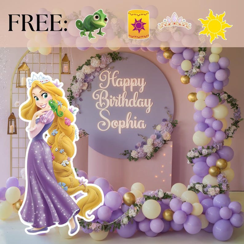 Digital Cutouts Princess Rapunzel Tea Party Decor Pop-up Stand ...