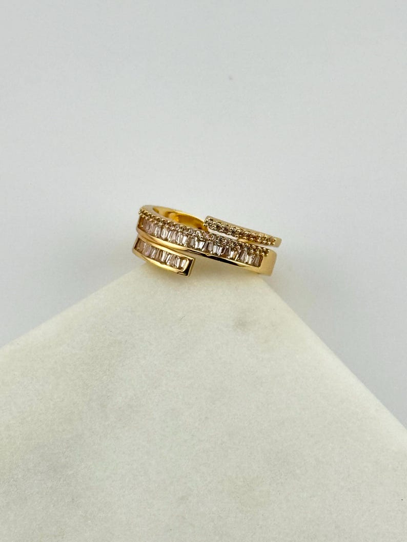 Baguette CZ Bypass Ring in White Gold Plating Effortlessly Stunning ...