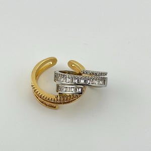 Baguette CZ Bypass Ring in White Gold Plating Effortlessly Stunning ...