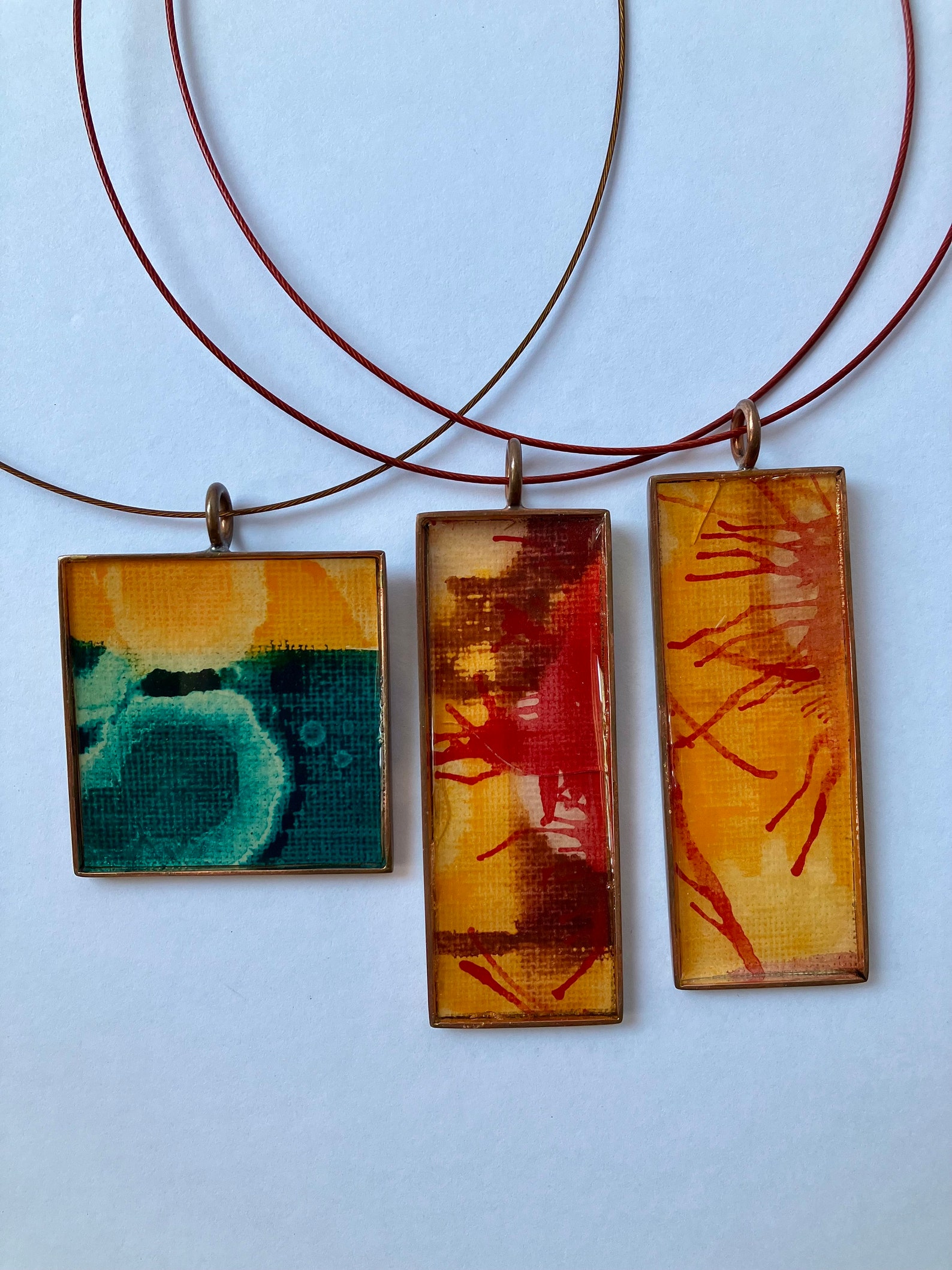 Hand Painted Necklace Pendant Painting, Unique Handmade Gift for Her ...