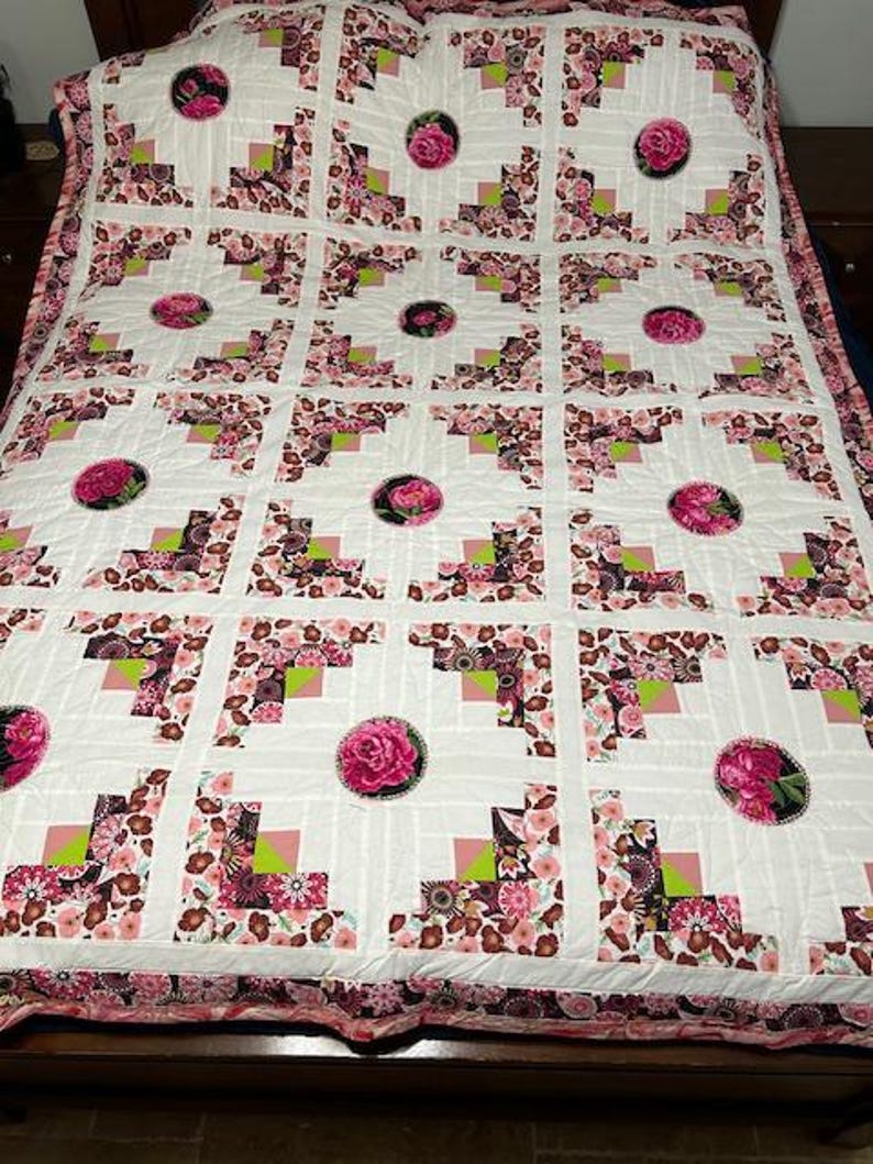 Vintage Log Cabin Quilt - Etsy