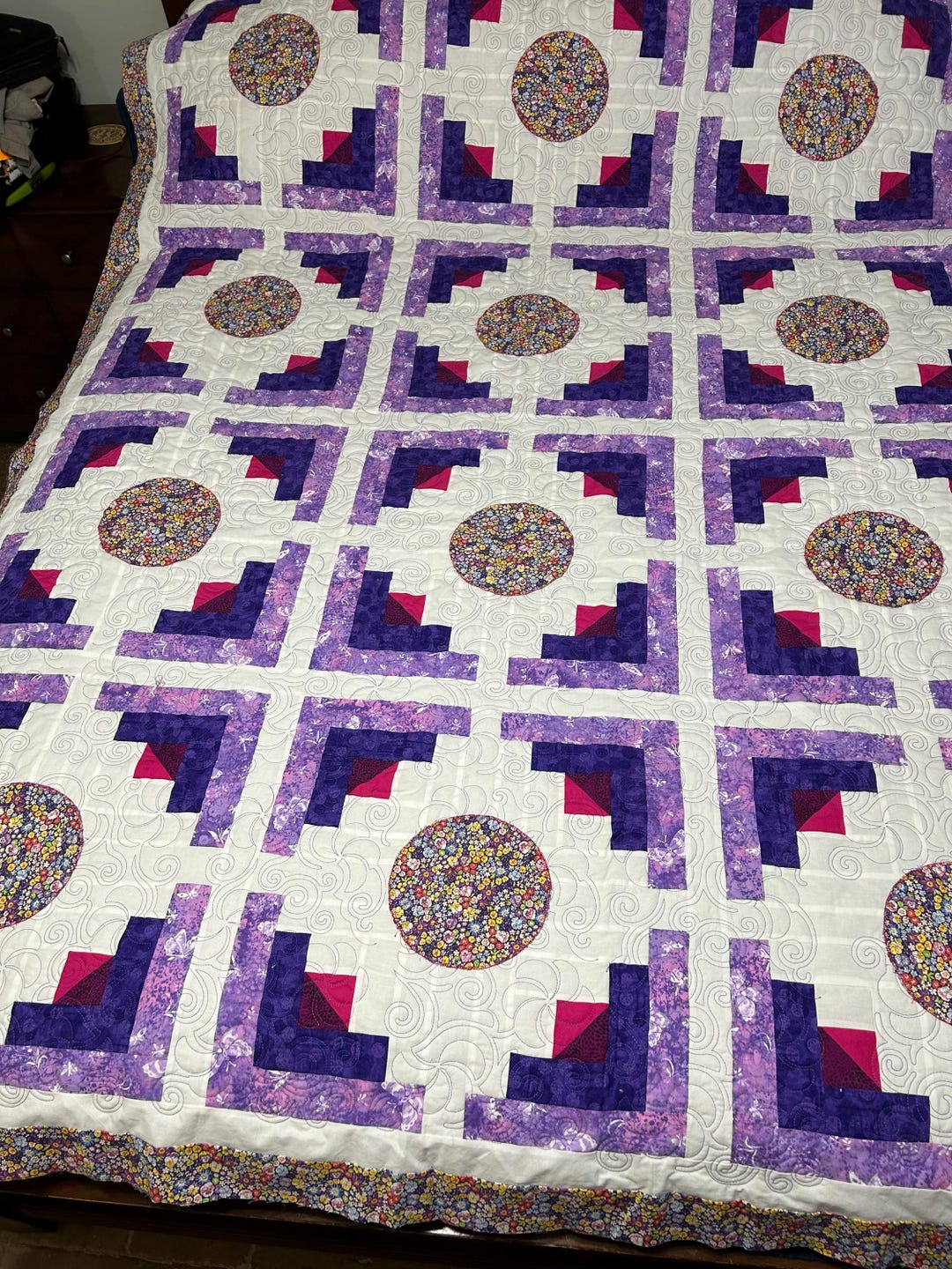 Purple Log Cabin Quilt - Etsy