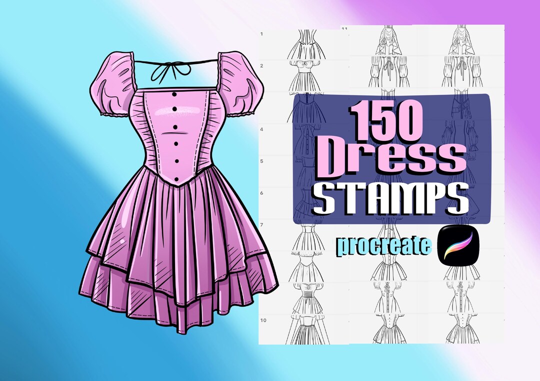 Procreate Dresses Stamps Brushes. Procreate Dress Clothes Stamps. Procreate Clothing Fashion ...