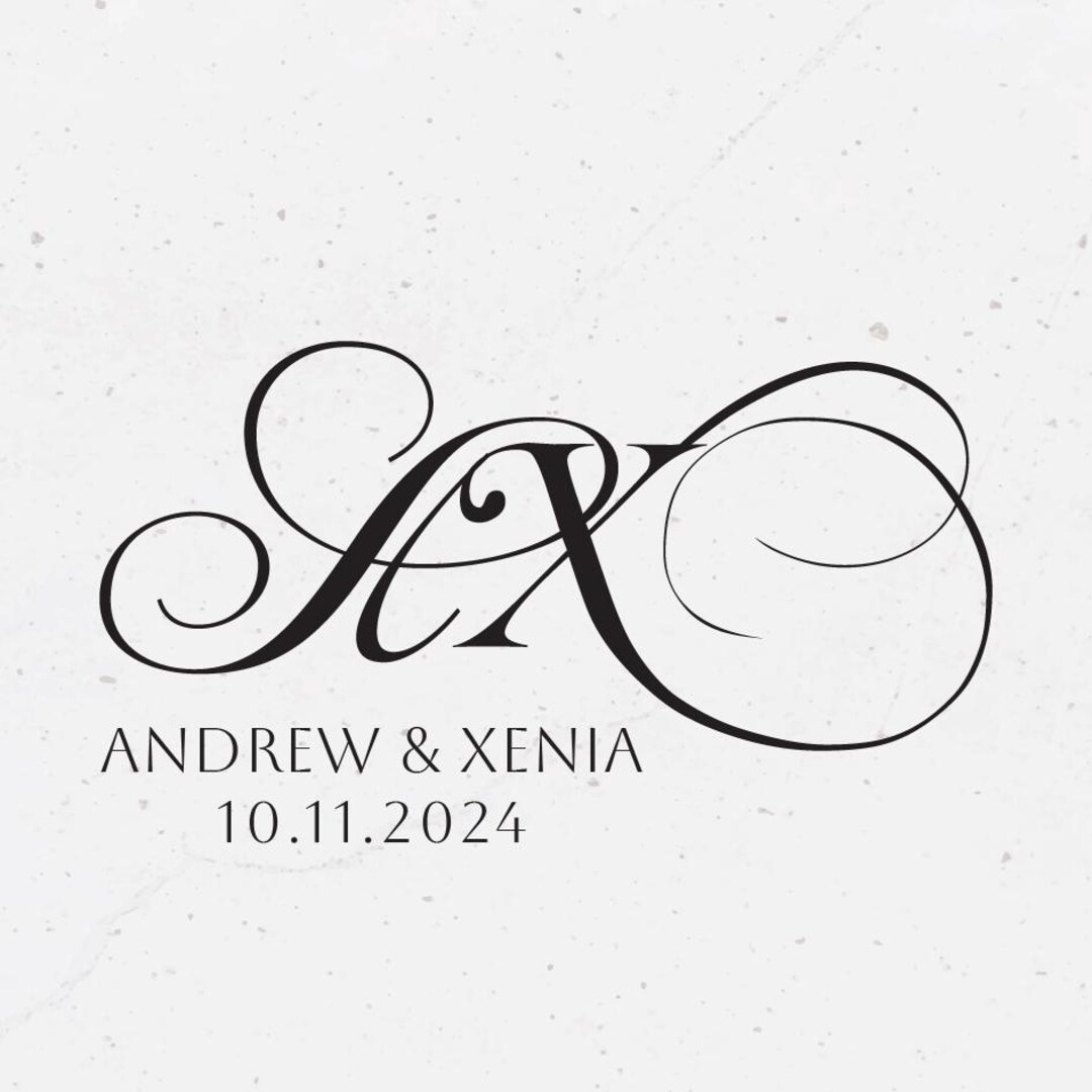 Custom Wedding Monogram Logo Design: Cursive Couple Initials - Etsy