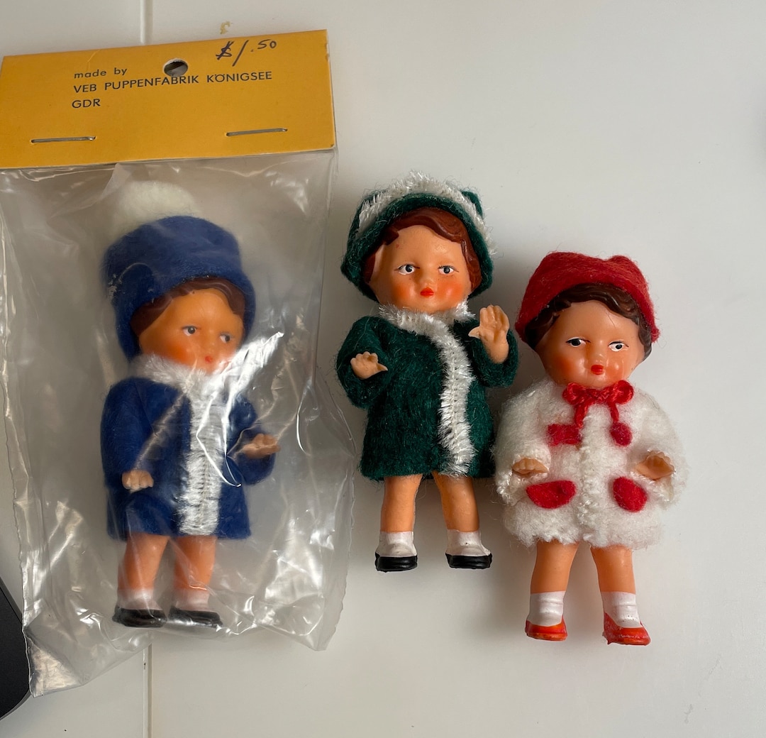 Three Miniature German Rubber Doll Vintage Dollhouse Miniatures 3" - Etsy