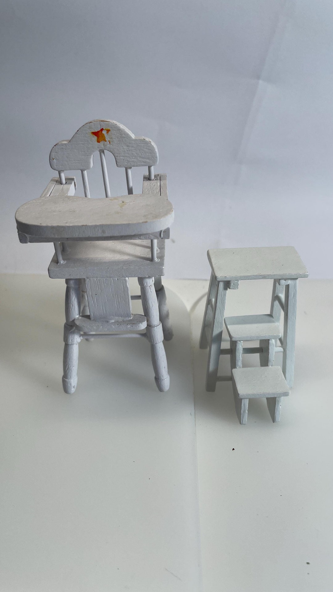 White High Chair With a Stepable Ladder for Dollhouse - Etsy