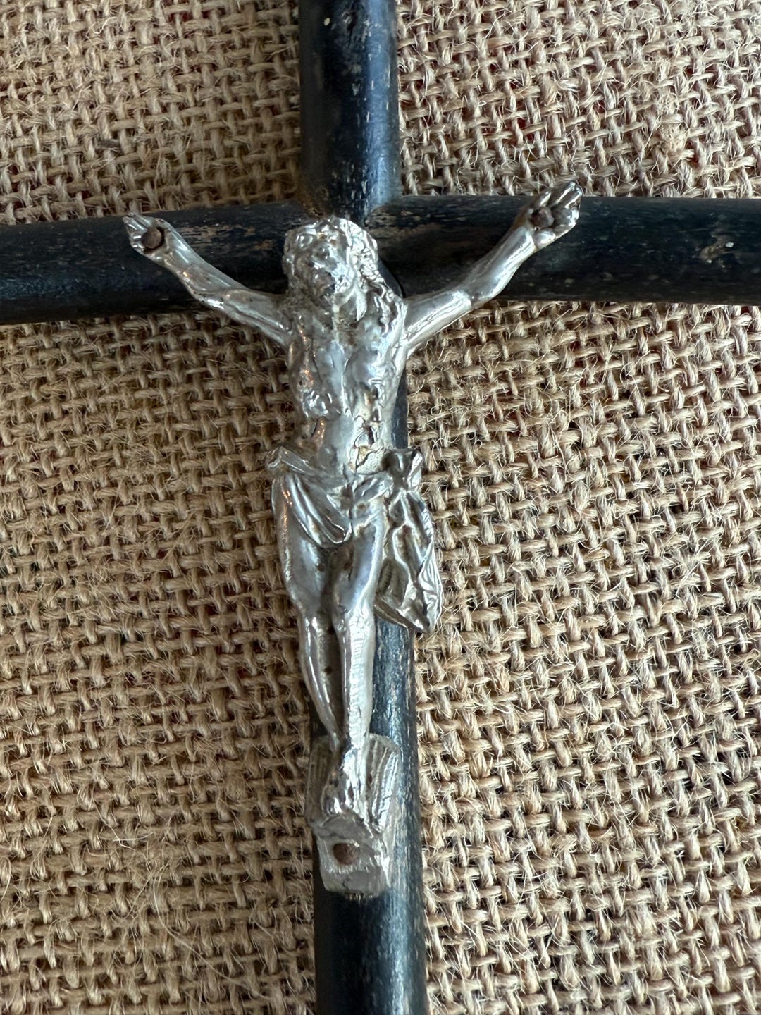 Antique French Crucifix, Religious Artifact With Aged Patina From ...